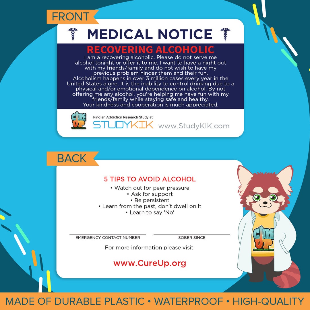 Recovering Alcoholic Card, Recovering Alcoholic Emergency Card ...