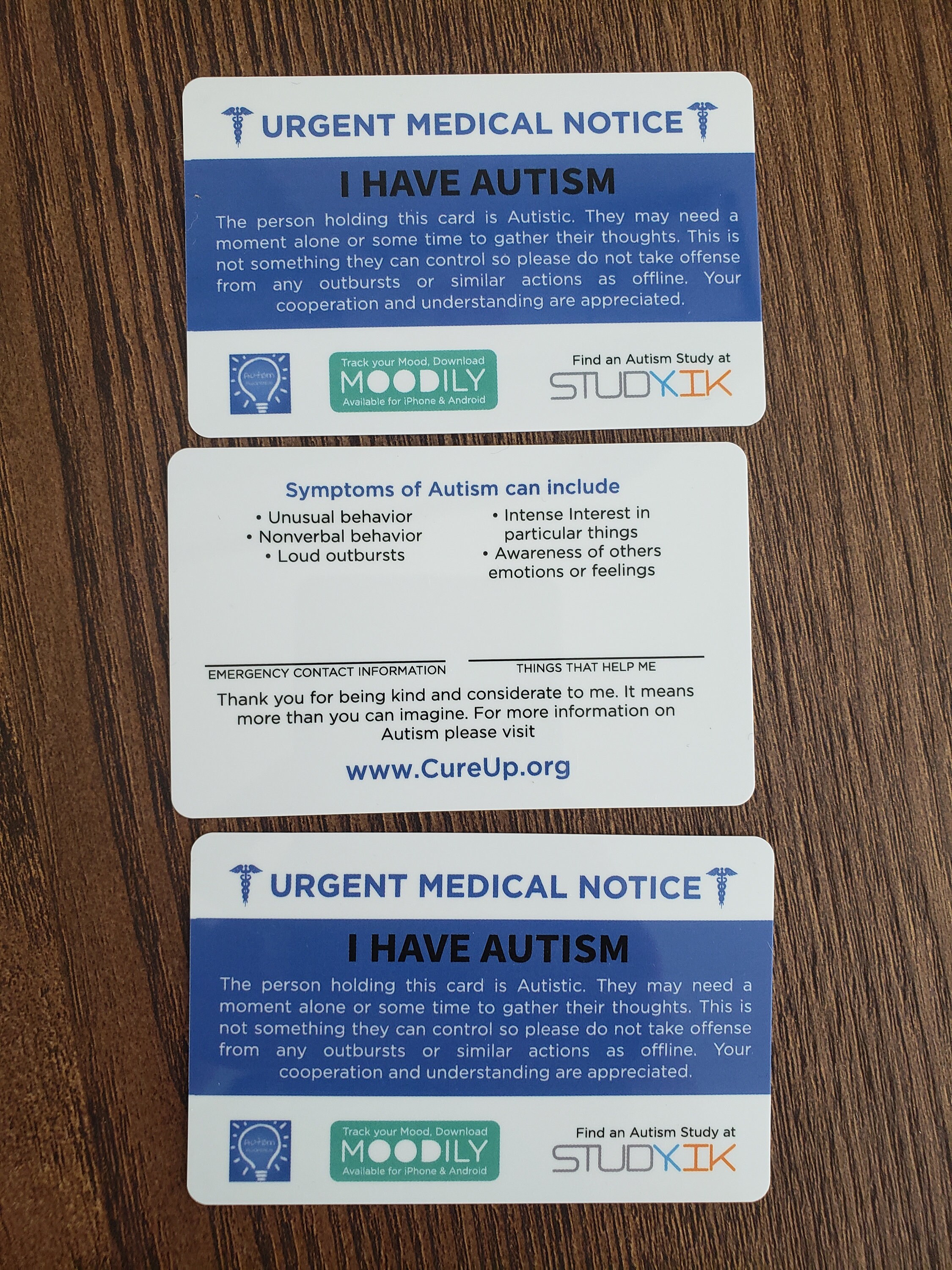 Autism Card Autism Emergency Card Autism Medical Card | Etsy