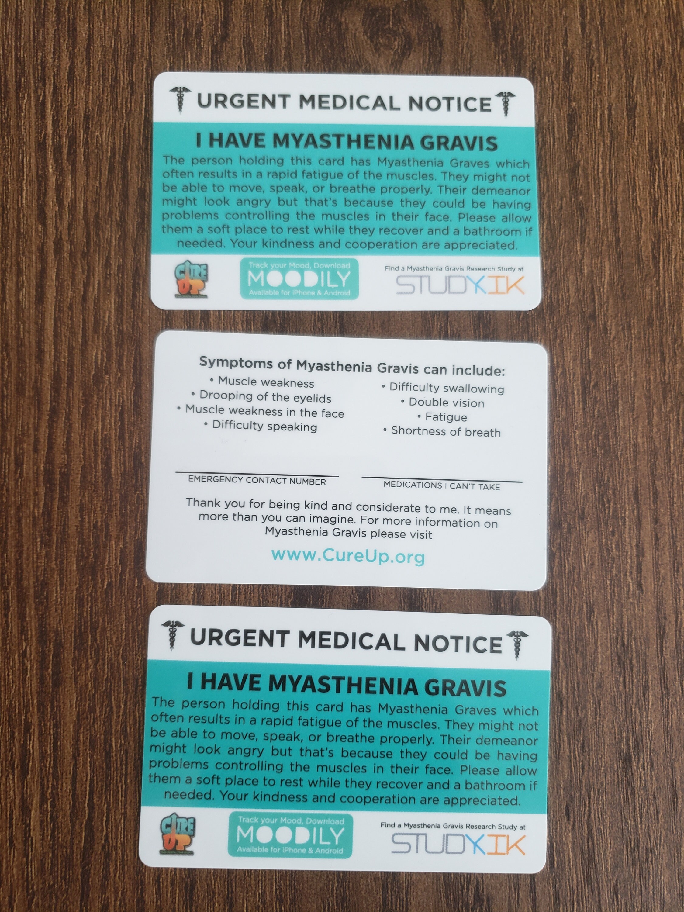 Myasthenia Gravis Card Myasthenia Gravis Emergency Card | Etsy Australia