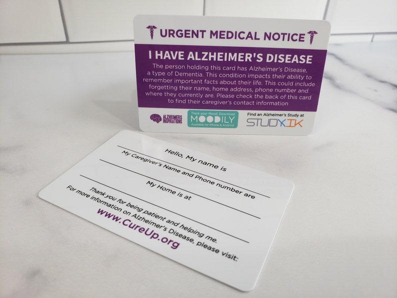 Alzheimer's Disease Card Alzheimer's Card - Etsy