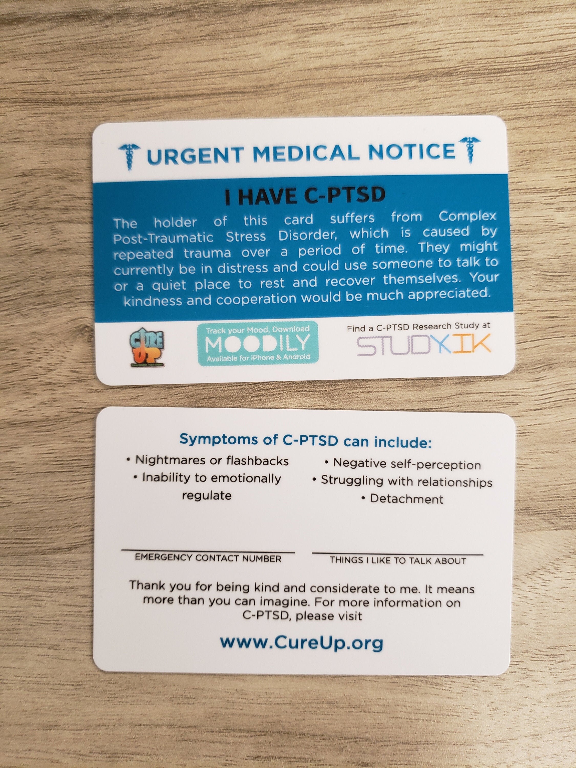 Complex Post Traumatic Stress Disorder Card C-PTSD Emergency | Etsy UK