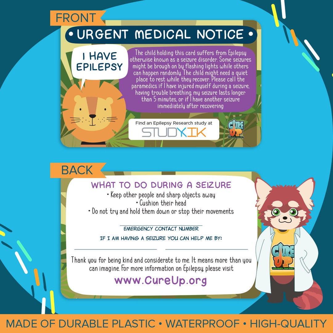 Child Epilepsy Card, Child Epilepsy Emergency Card, Child Epilepsy ...