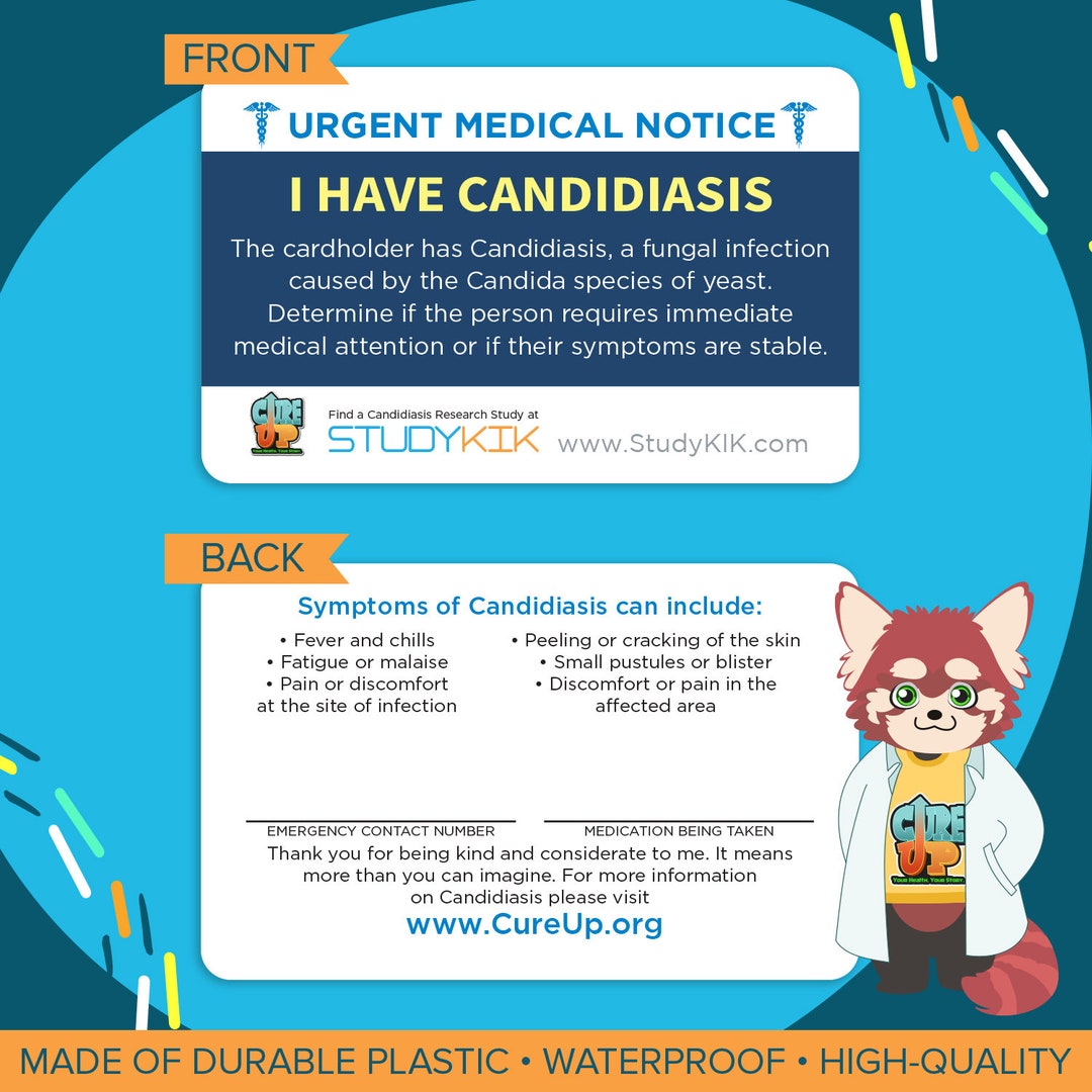 Candidiasis Card, Candidiasis Emergency Card, Candidiasis Medical Card ...