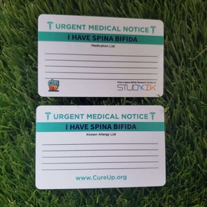 Spina Bifida Card, Spina Bifida Emergency Card, Spina Bifida Medical ...