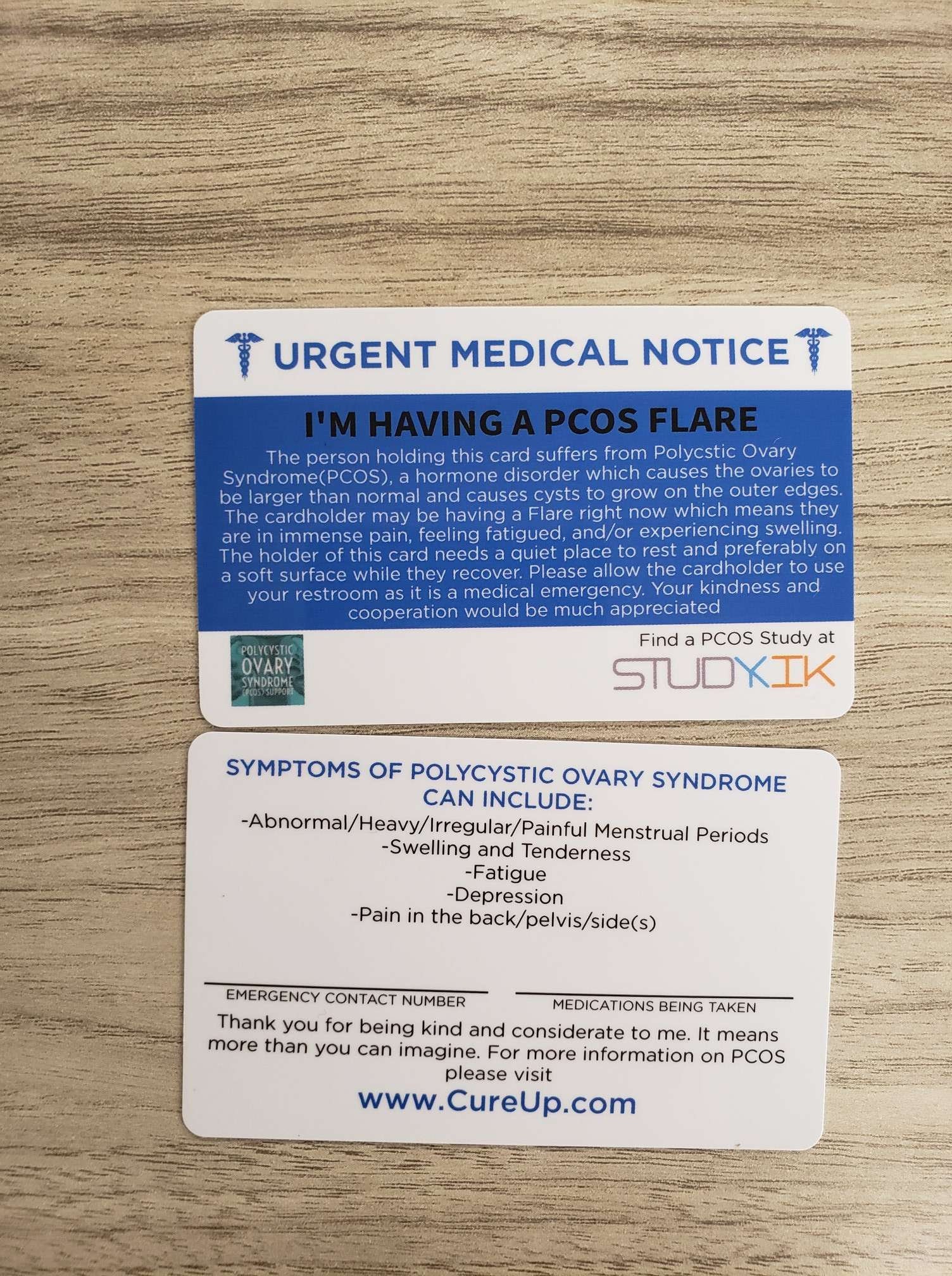 PCOS Card PCOS Emergency Card PCOS Medical Card Polycystic - Etsy Canada