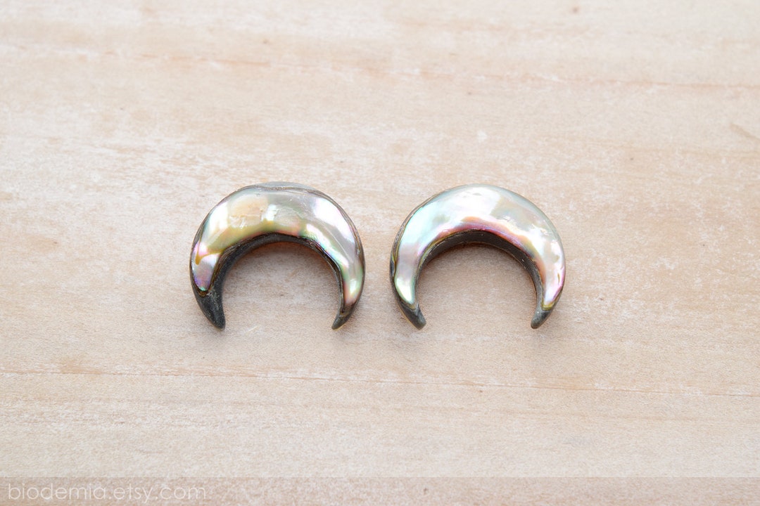 Oversized Natural Abalone Shell Crescent Moon Modern Statement Stud or ...