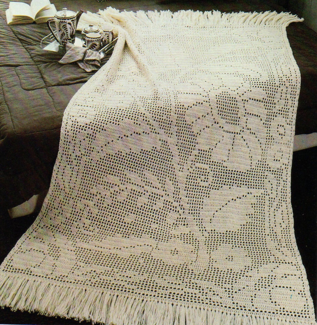 Afghan Crochet Pattern, Crochet Afghan Pattern, Filet Crochet Pattern ...