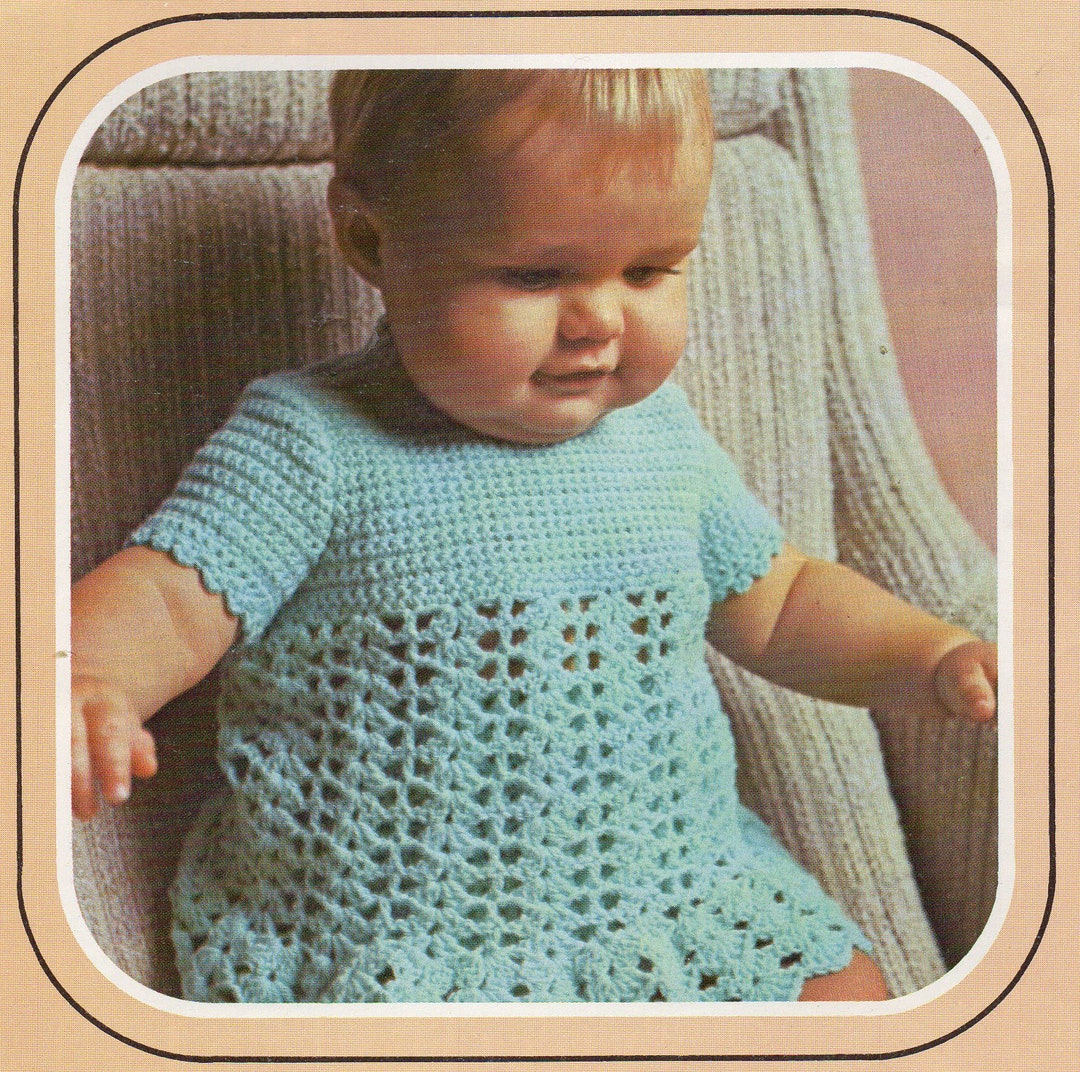 Baby Crochet Pattern, Crochet Baby Dress Pattern With Diaper Cover ...