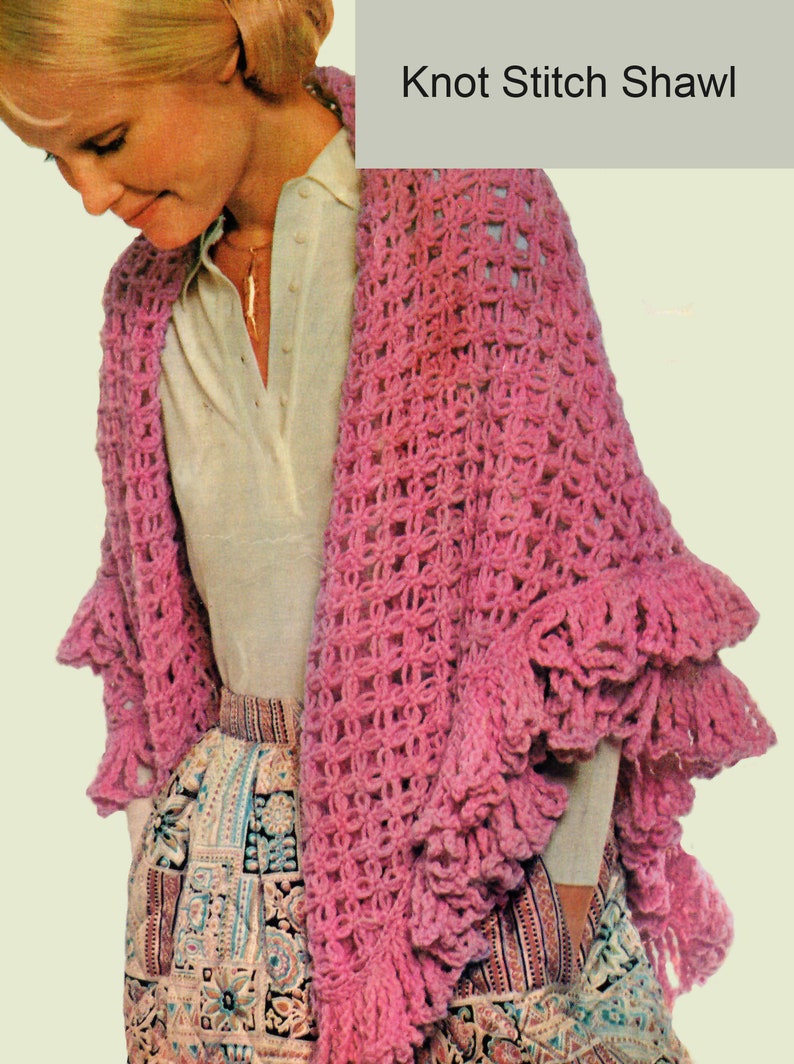 Shawl Crochet Pattern, Knot Stitch Crochet Shawl Pattern, Crochet Wrap ...