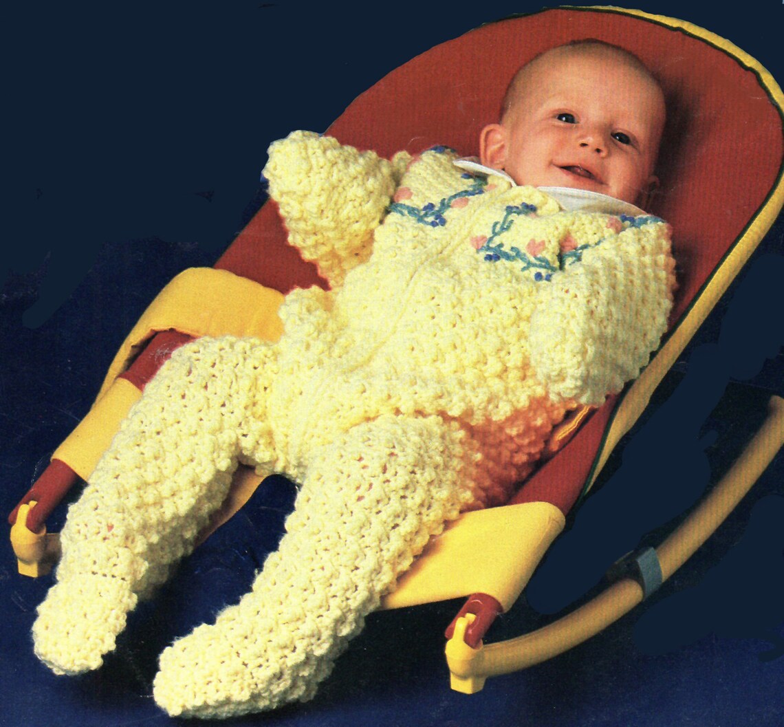 Baby Crochet Pattern, Crochet Baby Bunting Pattern, Crochet Footed Baby ...