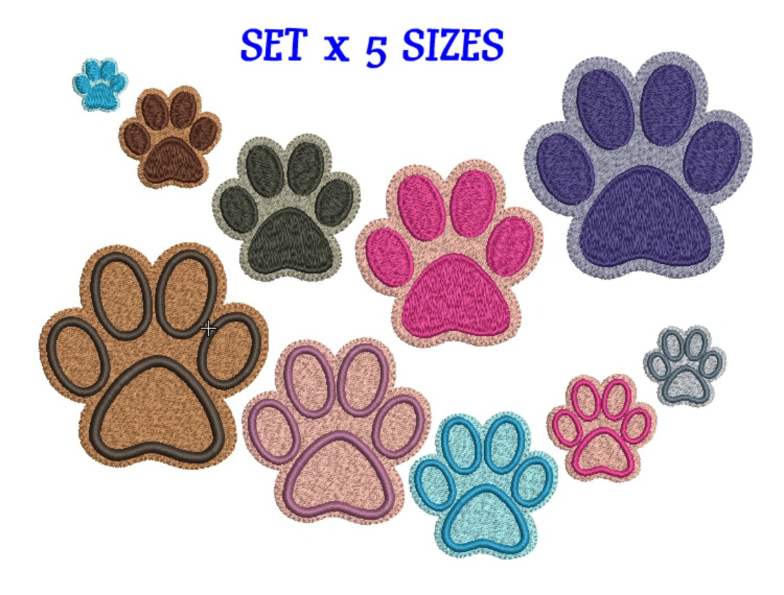 SET Paw Print Embroidery design Dog Paw Print Machine | Etsy