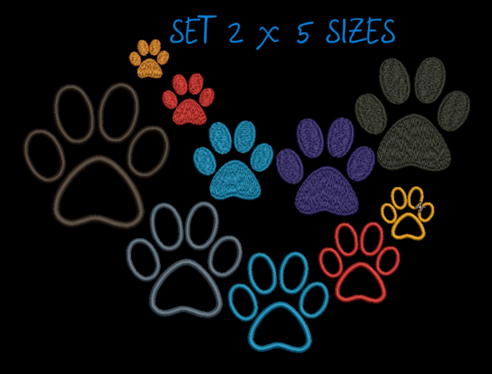 Paw Print Embroidery Design Dog Paw SET Animal Paw Machine | Etsy UK