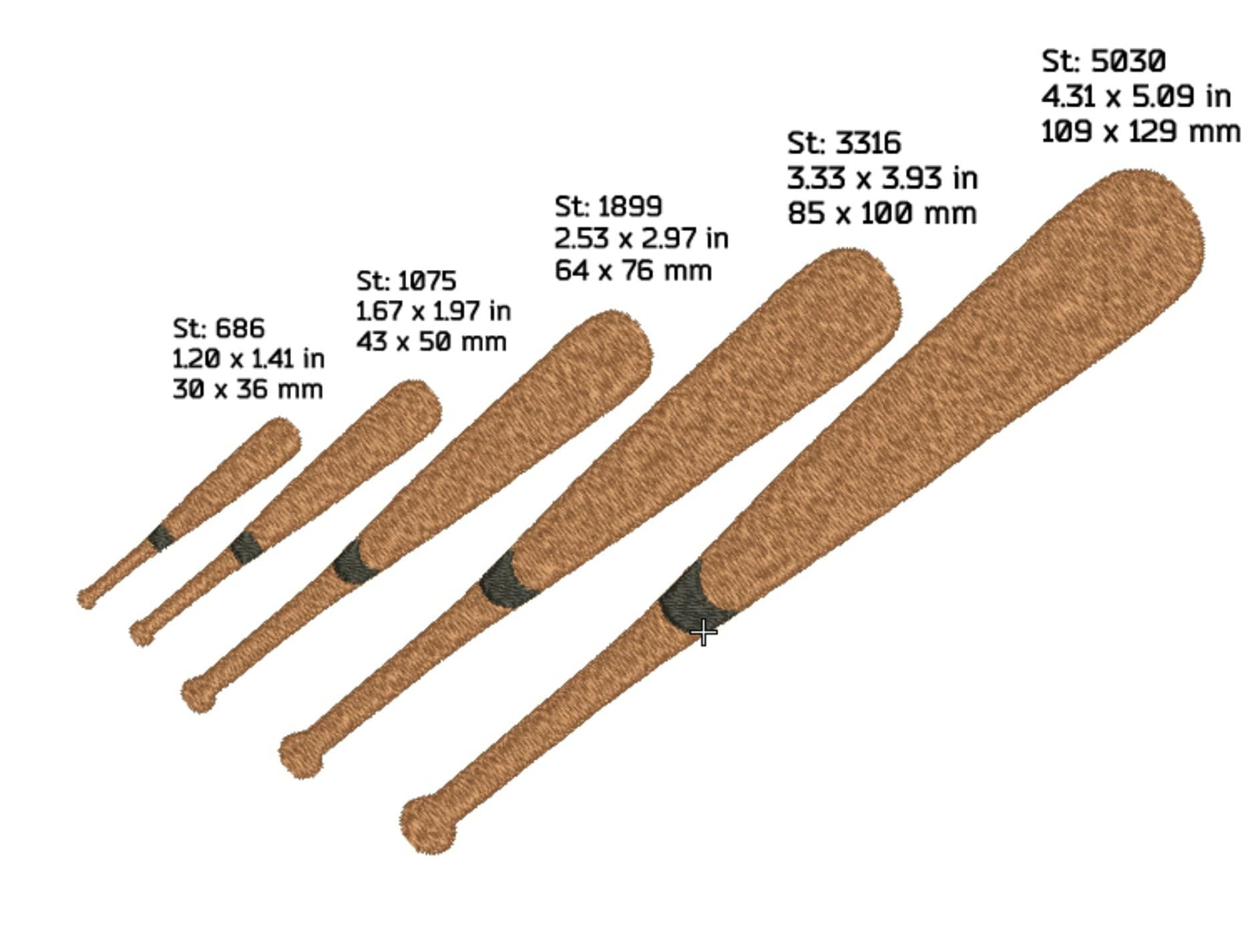 Baseball and Bat Embroidery Design Mini Baseball Bat Sport - Etsy