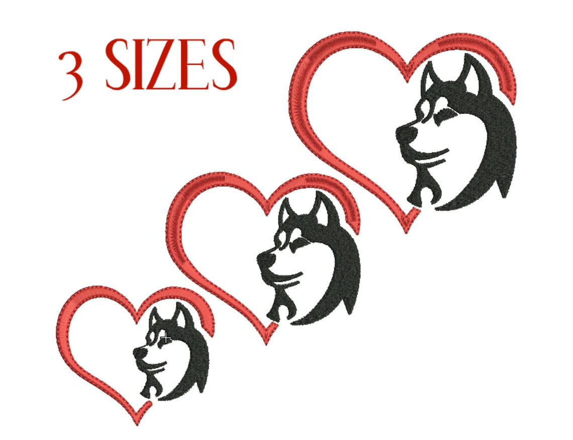 Husky Embroidery Design Husky Love Embroidery Designs Love Dog - Etsy
