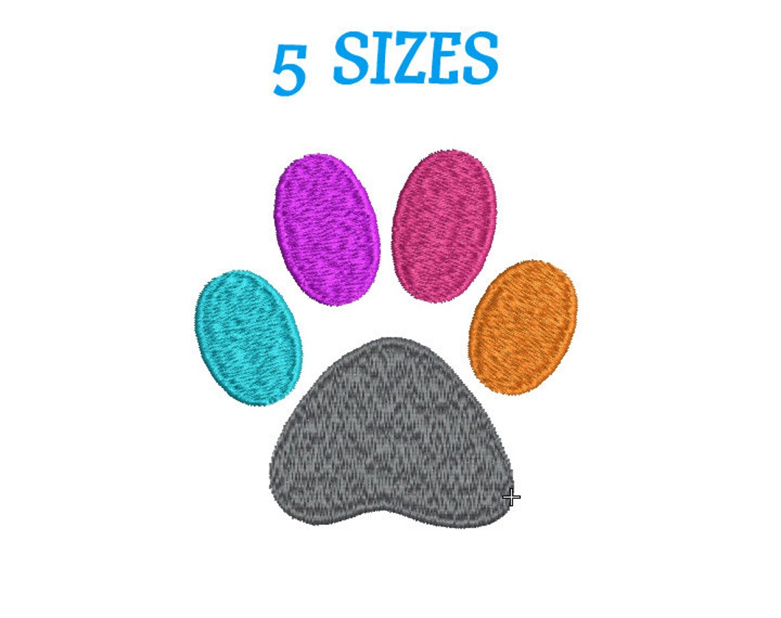 Embroidery Design Paw Print Color Machine Embroidery Designs | Etsy