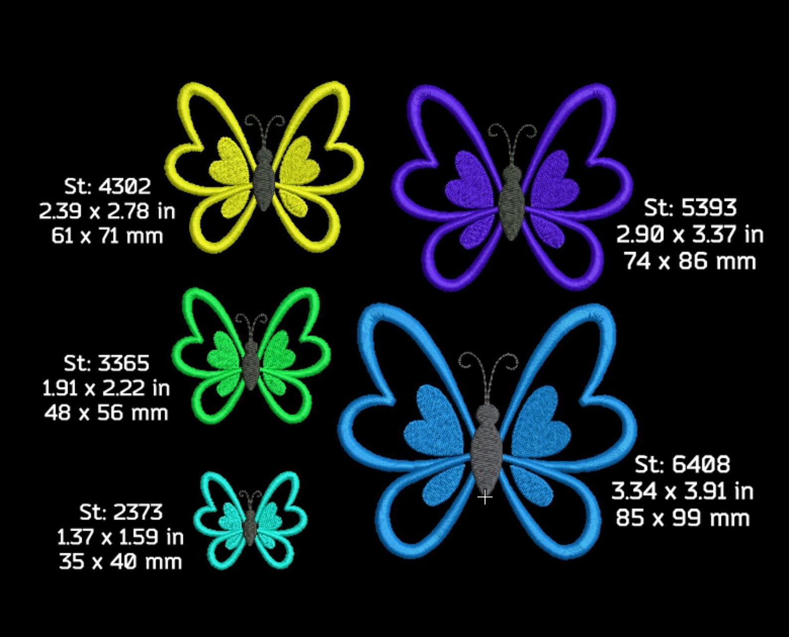 Butterfly Embroidery Design Butterflies Set Embroidery Designs - Etsy