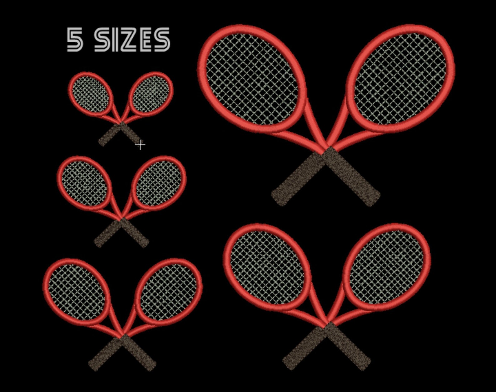 Two Tennis Racket Embroidery Design Racket Sport Machine - Etsy
