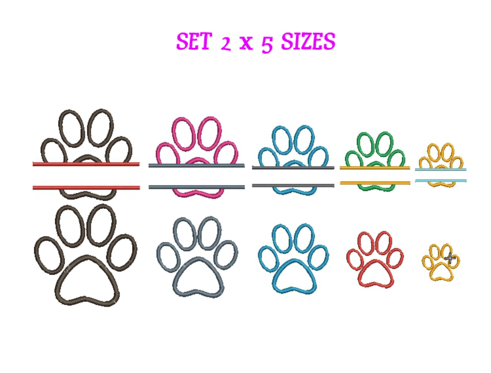 Paw Print Embroidery Design Dog Split Paw Animal Machine | Etsy