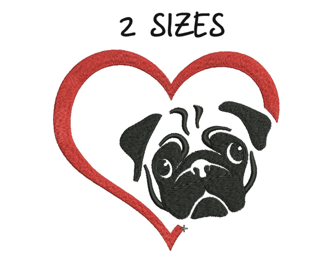 Pug Embroidery Design Pug Love Embroidery Designs Love Dog Machine ...