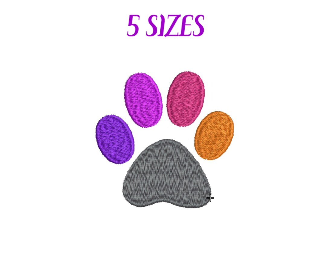 Embroidery Design Paw Print Color Machine Embroidery Designs - Etsy