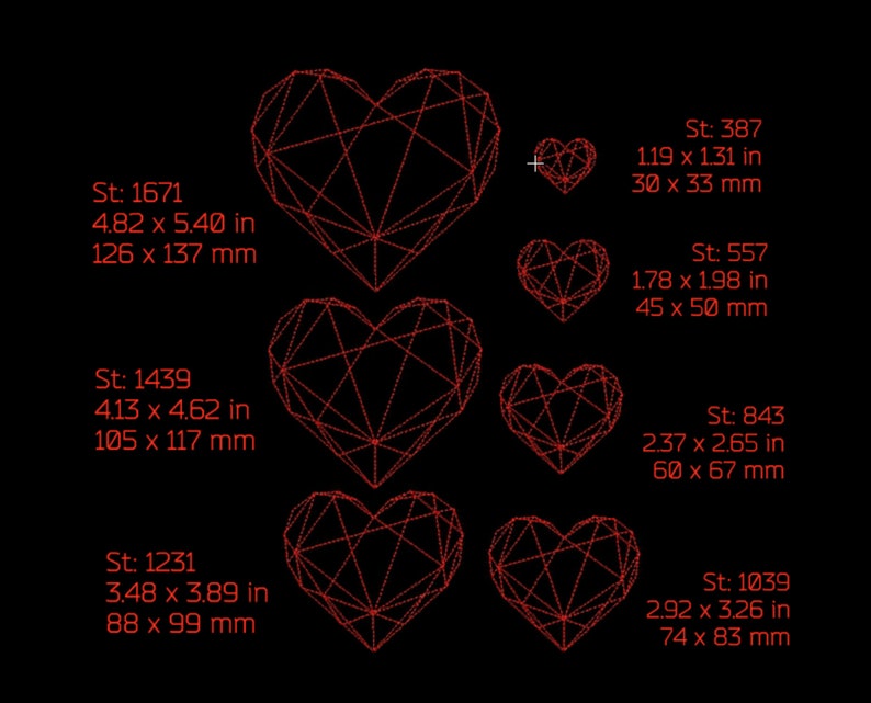 Amour Machine Embroidery Design Heart Line Embroidery Designs - Etsy
