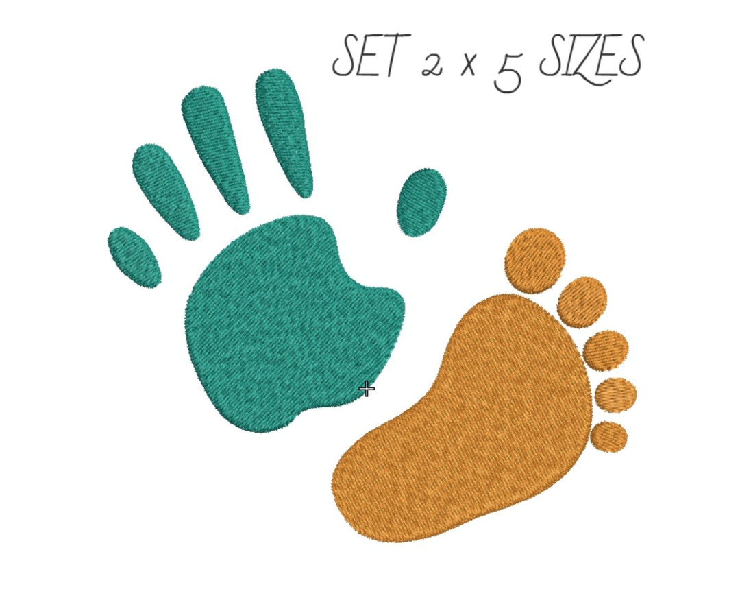 Set Foot Print Machine Embroidery Designs Hand Print Baby Foot Print ...