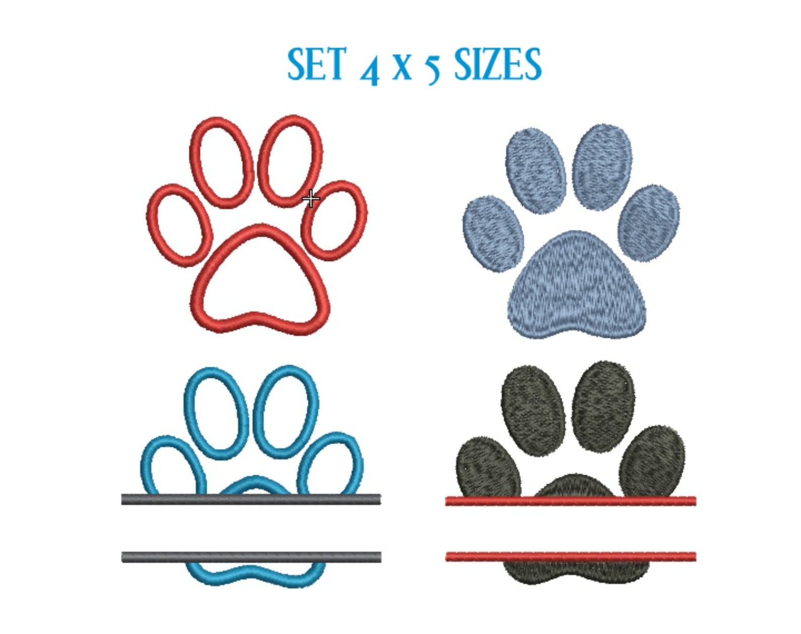 Paw Print Embroidery Design Dog Paw SET Animal Paw Machine | Etsy