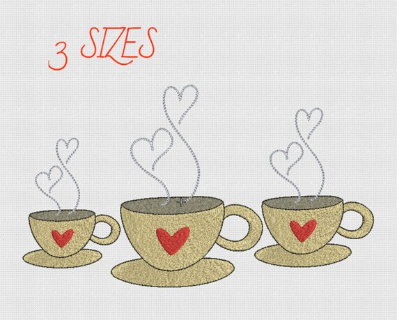 Coffee Cup Embroidery Design Coffee Lover Machine Embroidery - Etsy