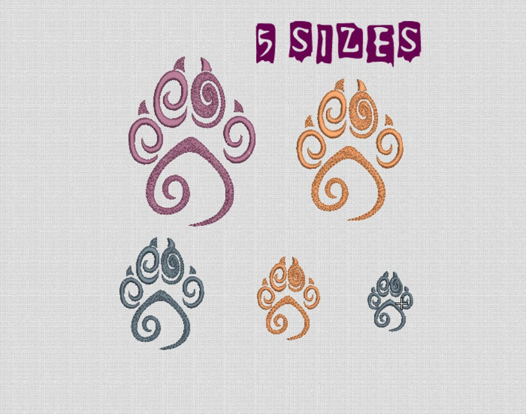 Paw Print Machine Embroidery Design Animals Embroidery Design Dog Paw ...