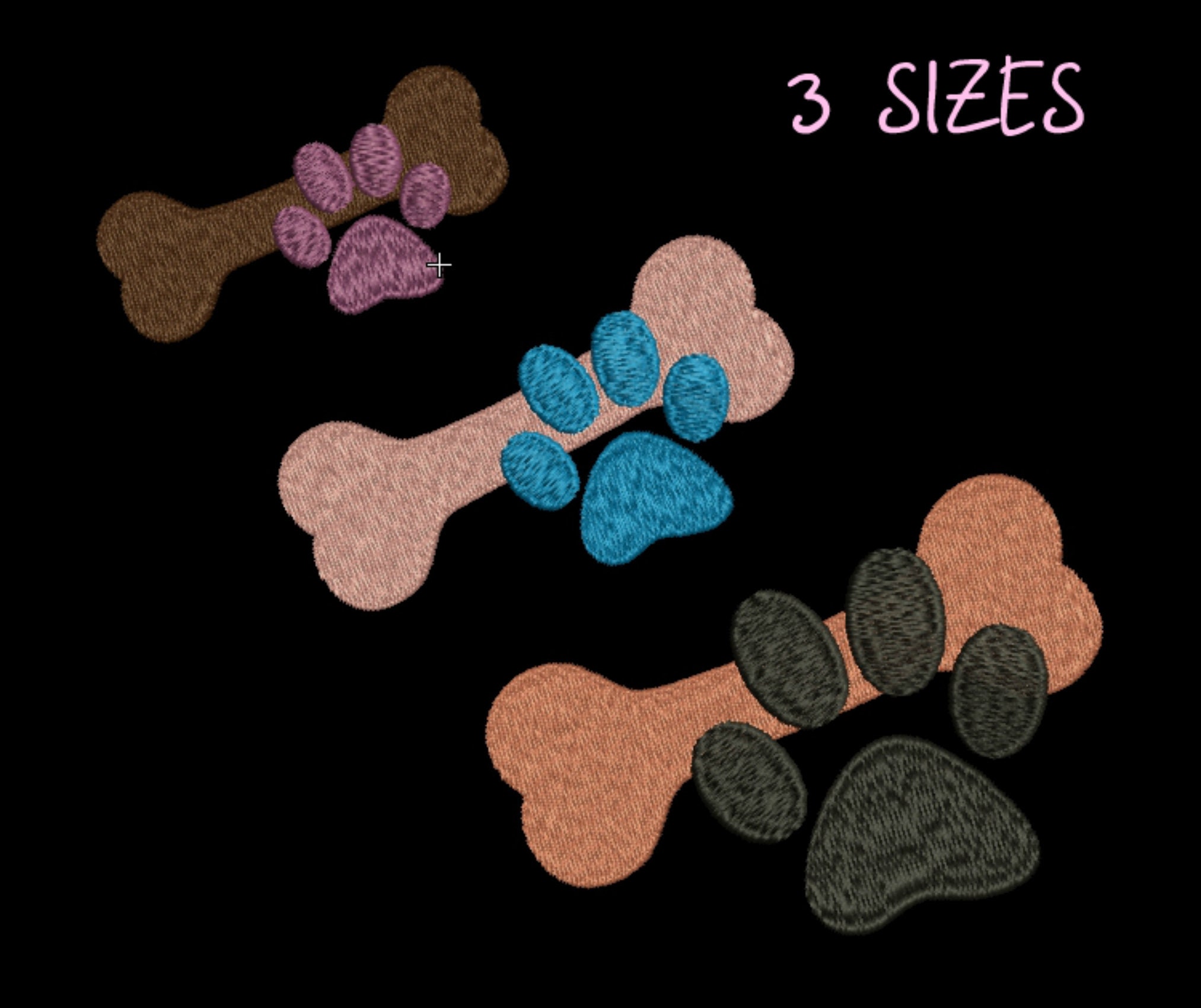 Paw Print & Bone Embroidery Design Paw Print Bone Dog Machine - Etsy