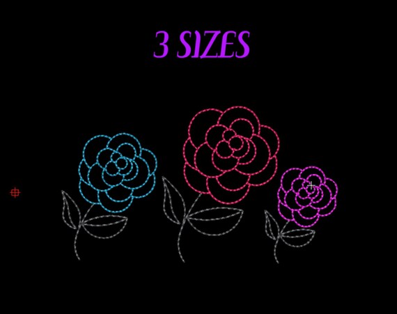 Abstract Rose Sketch Outline Machine Embroidery Design In