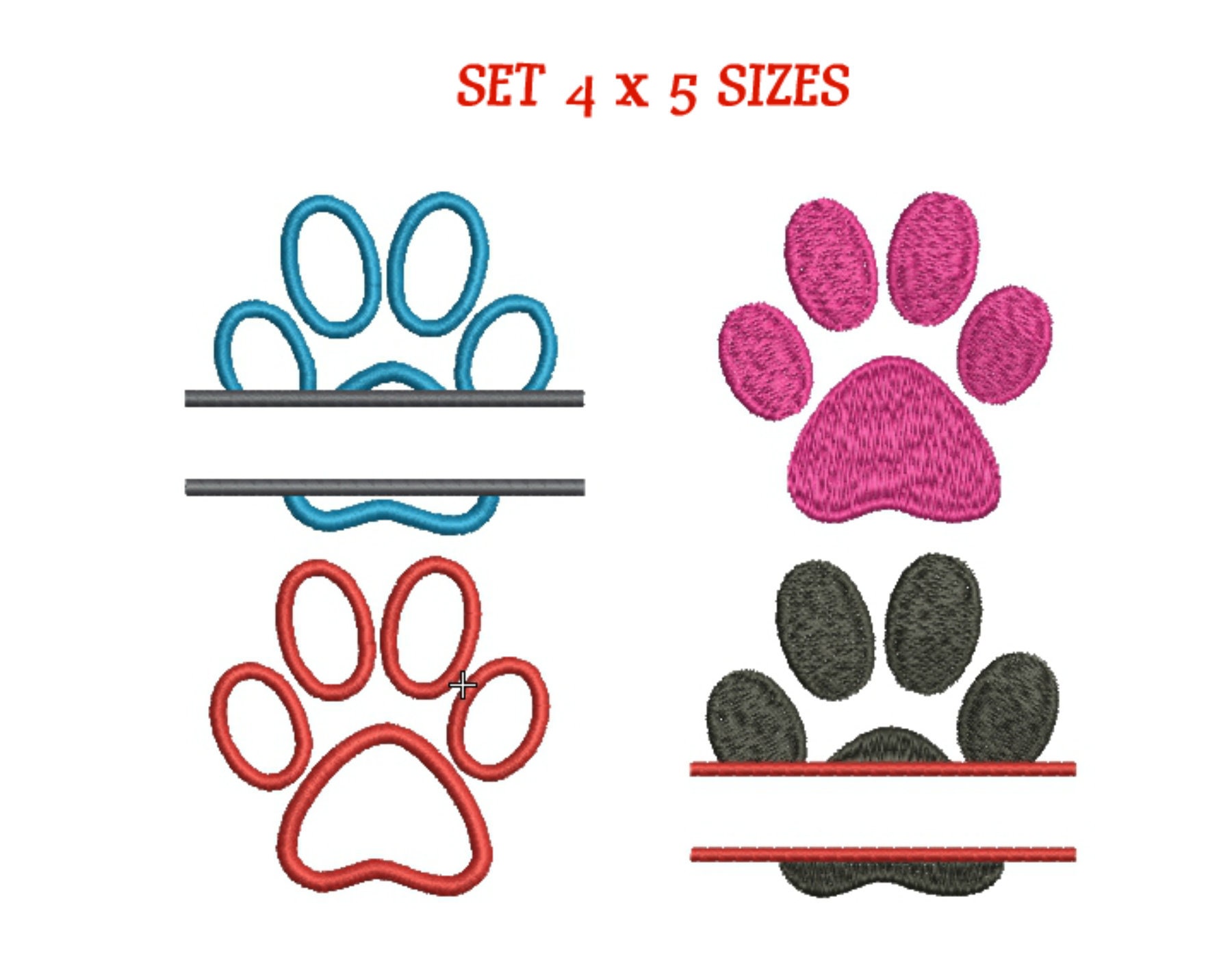 Paw Print Embroidery Design Dog Paw SET Animal Paw Machine | Etsy