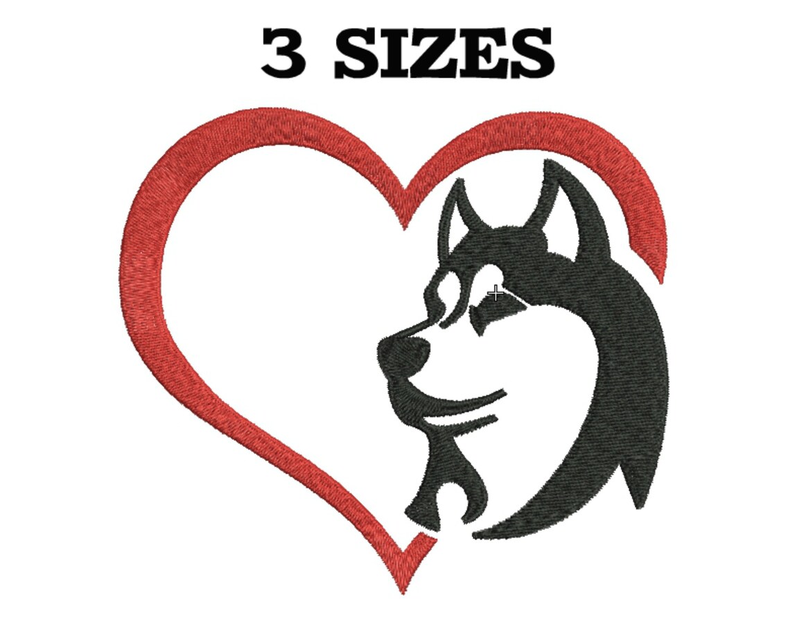Husky Embroidery Design Husky Love Embroidery Designs Love Dog | Etsy