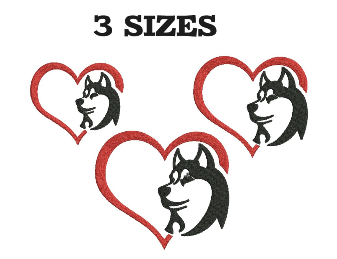 Husky Embroidery Design Husky Love Embroidery Designs Love Dog | Etsy
