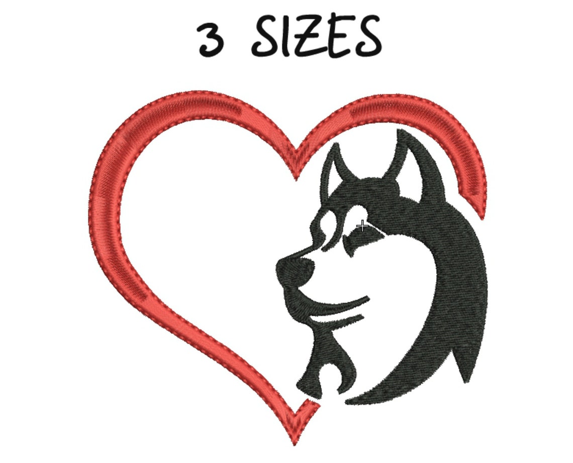 Husky Embroidery Design Husky Love Embroidery Designs Love Dog - Etsy