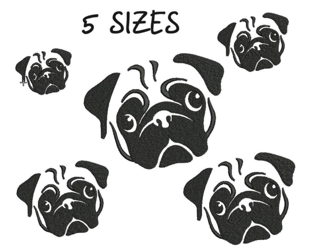Pug Embroidery Design Animals Embroidery Designs Pug Dog Machine ...