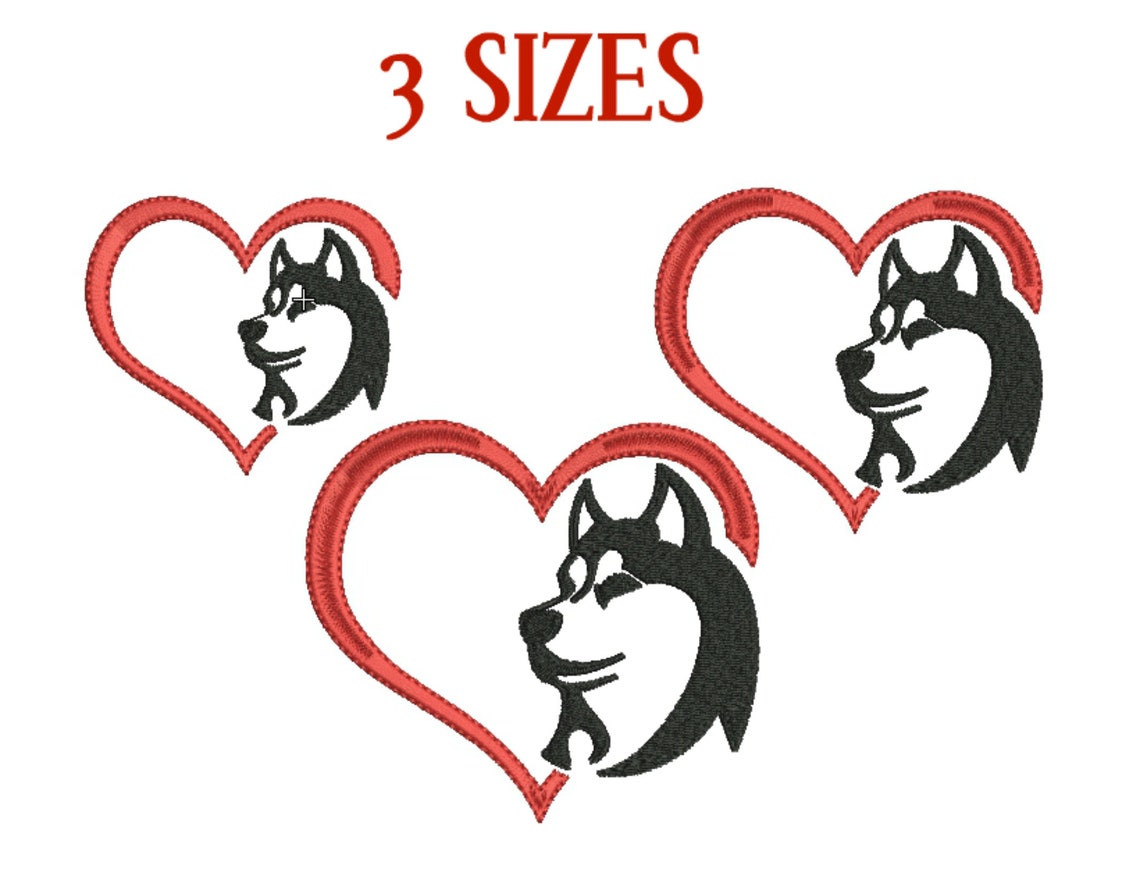 Husky Embroidery Design Husky Love Embroidery Designs Love Dog Husky ...