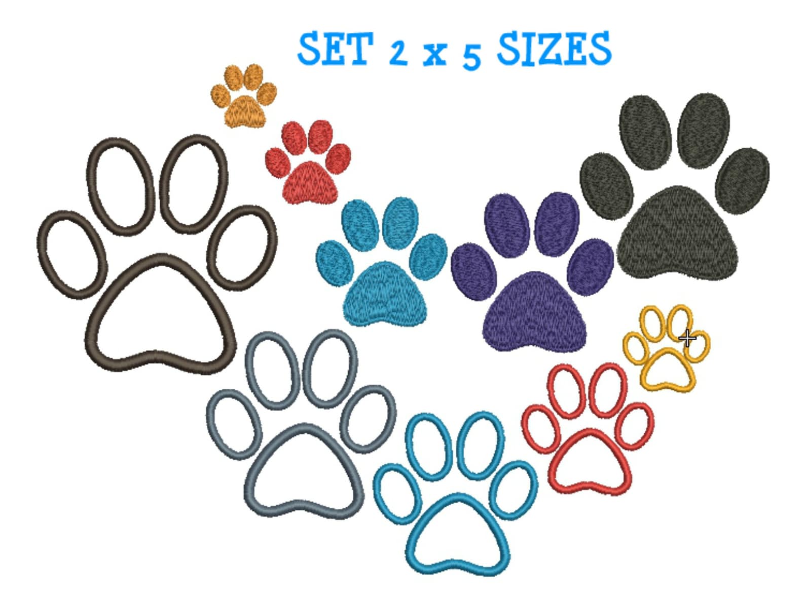 Paw Print Embroidery Design Dog Paw SET Animal Paw Machine | Etsy