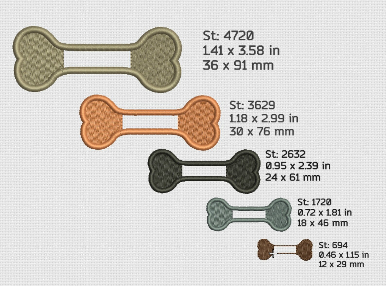 SET Bone Embroidery design Dog Bones Machine Embroidery | Etsy