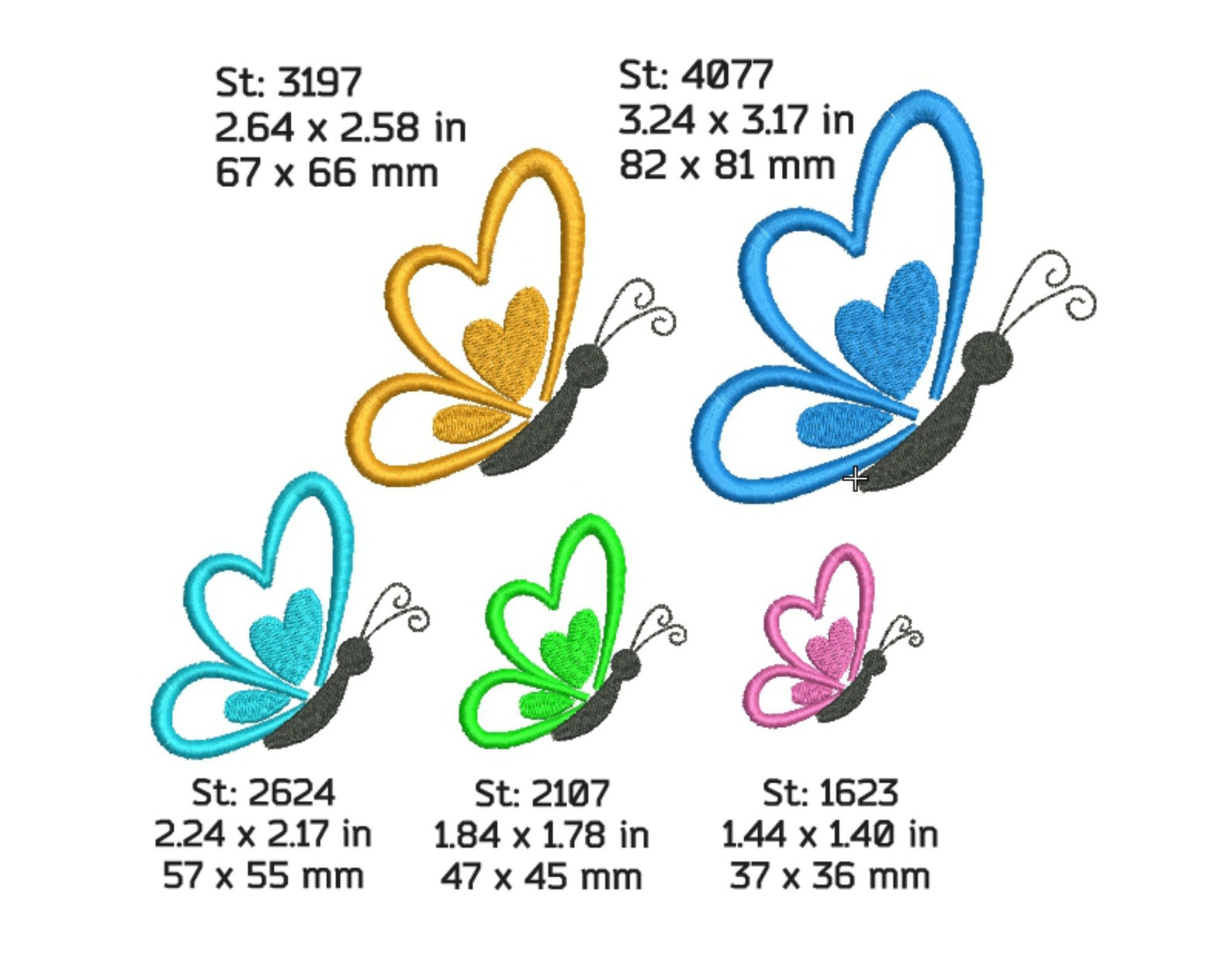 Butterfly Embroidery Design Butterflies Set Embroidery Designs - Etsy