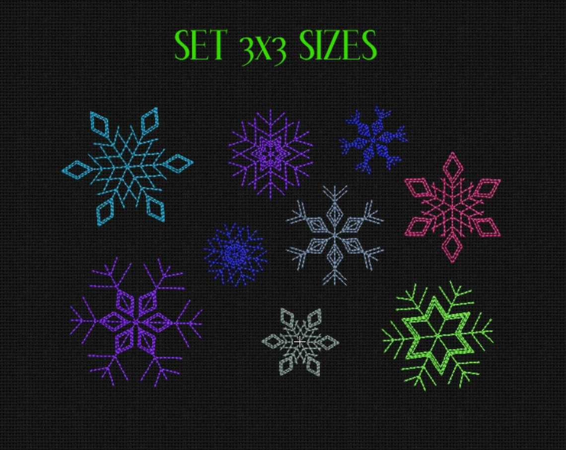 SET Snowflakes Embroidery Design Snow Flake Machine Embroidery - Etsy