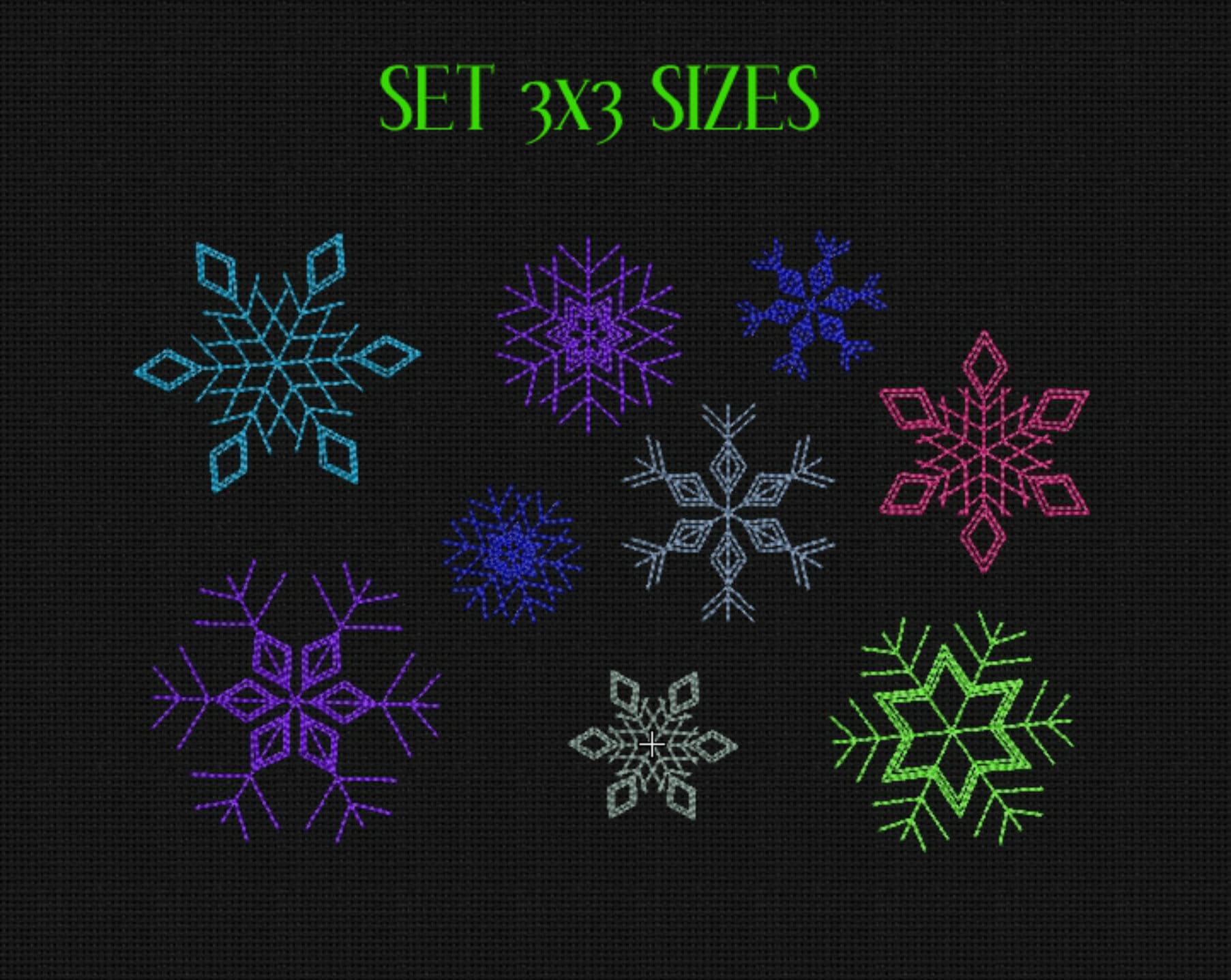 SET Snowflakes Embroidery Design Snow Flake Machine Embroidery - Etsy