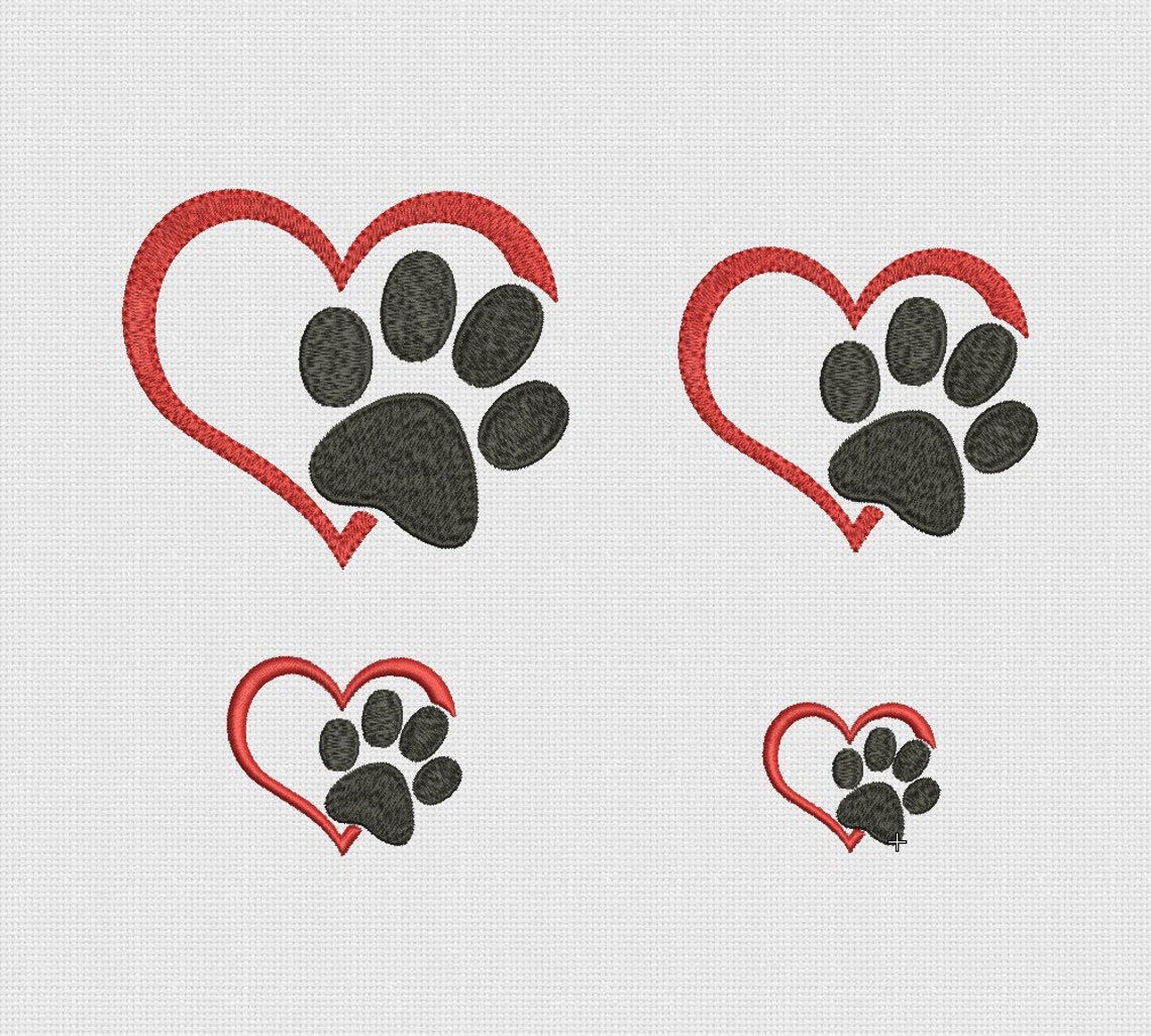 Dog Love Embroidery Design Dog Machine Embroidery Designs Paw - Etsy