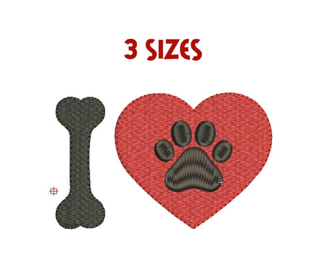 Paw Print Embroidery Designs Love Dog Machine Embroidery Design Paw ...