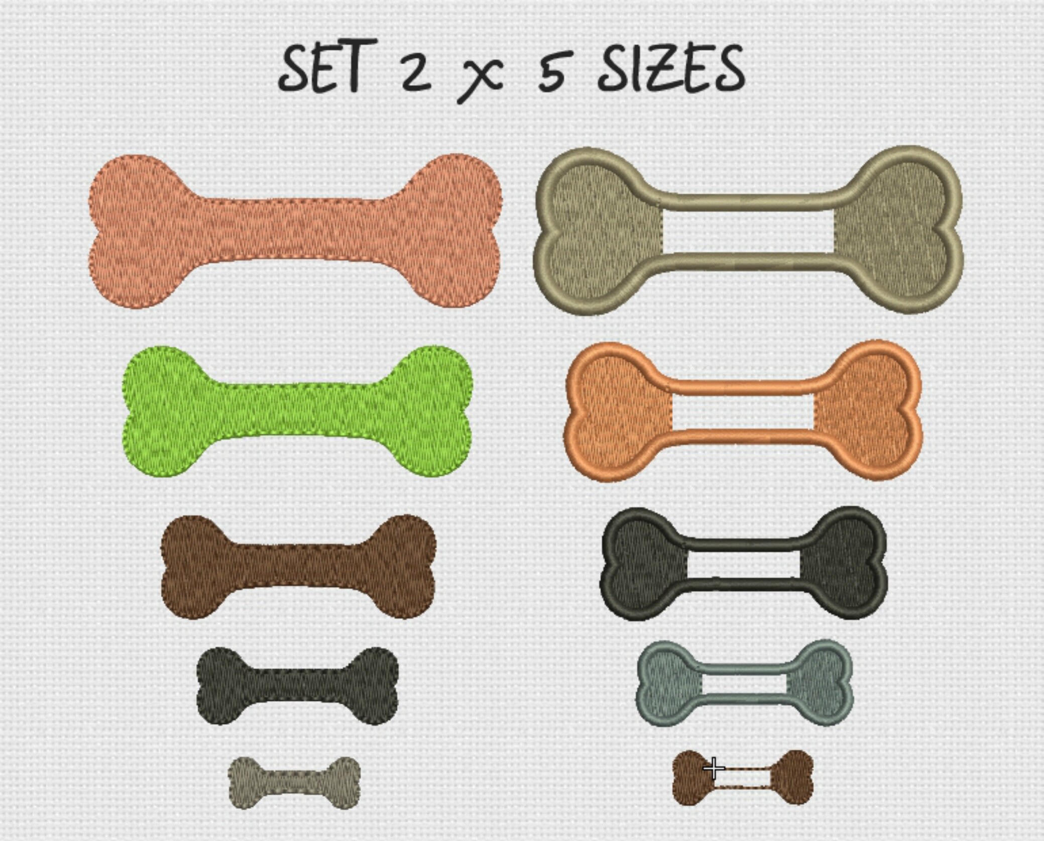 SET Bone Embroidery design Dog Bones Machine Embroidery | Etsy