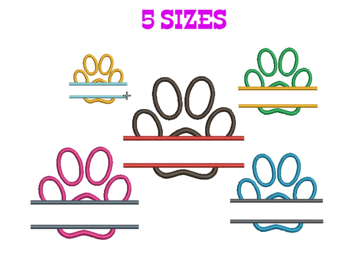 Split Paw Print Embroidery Design Dog Paw Print Machine - Etsy