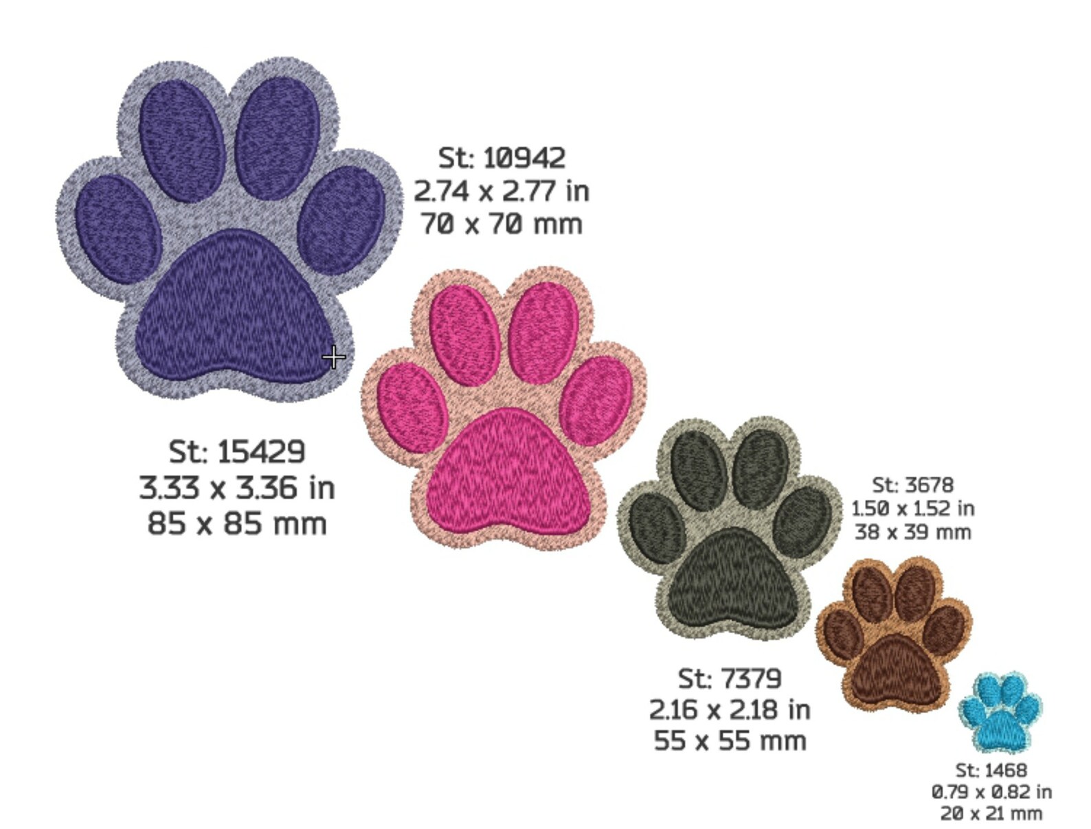 Embroidery Design Paw Print Machine Embroidery Design Dog Paw ...