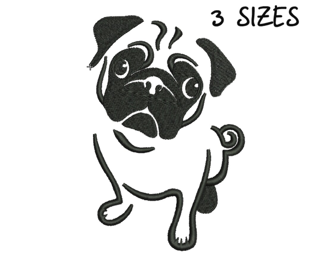 Dog Pug Embroidery Design Dog Animals Embroidery Designs Pug Dog ...