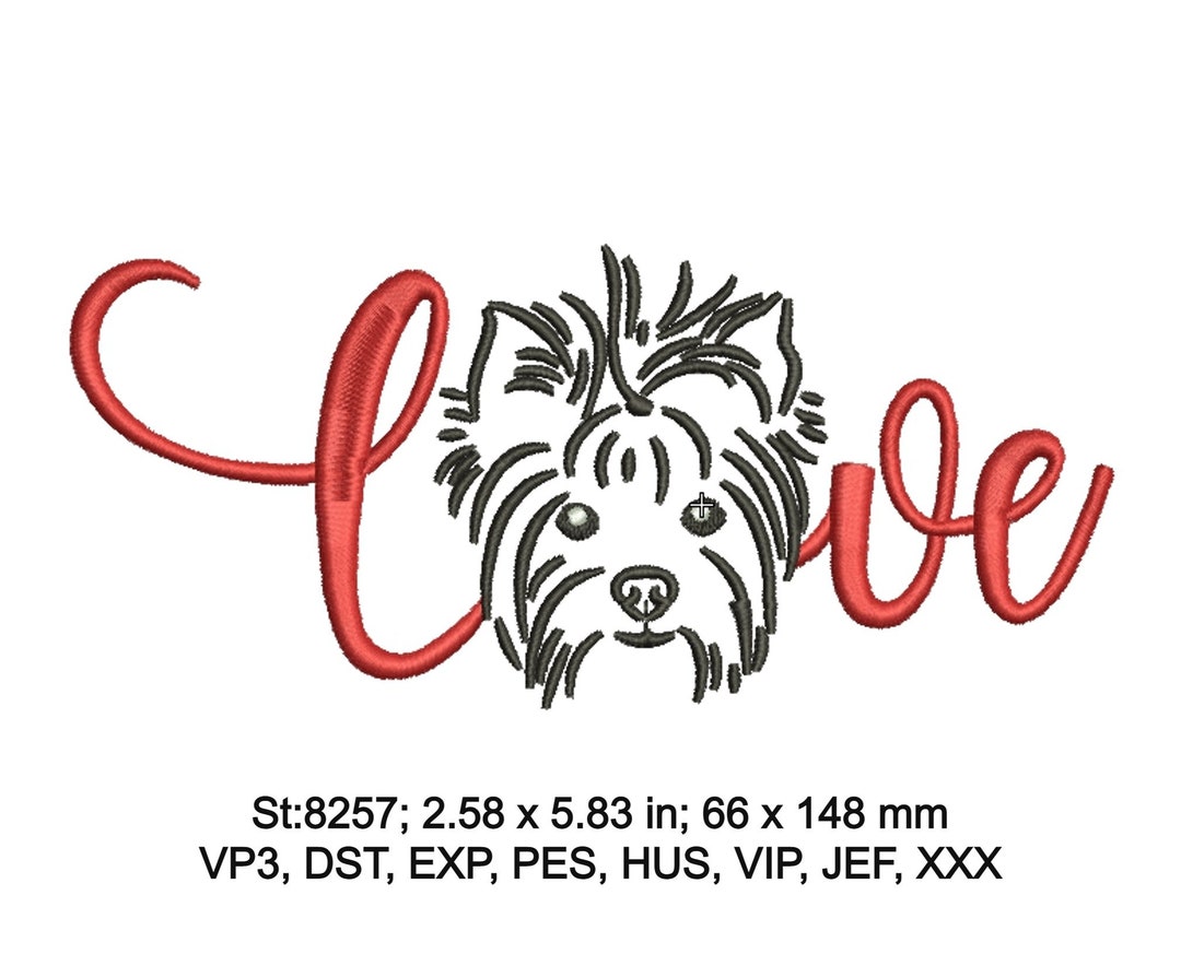 Yorkie Embroidery Designs Dog Love Machine Embroidery Design Love ...