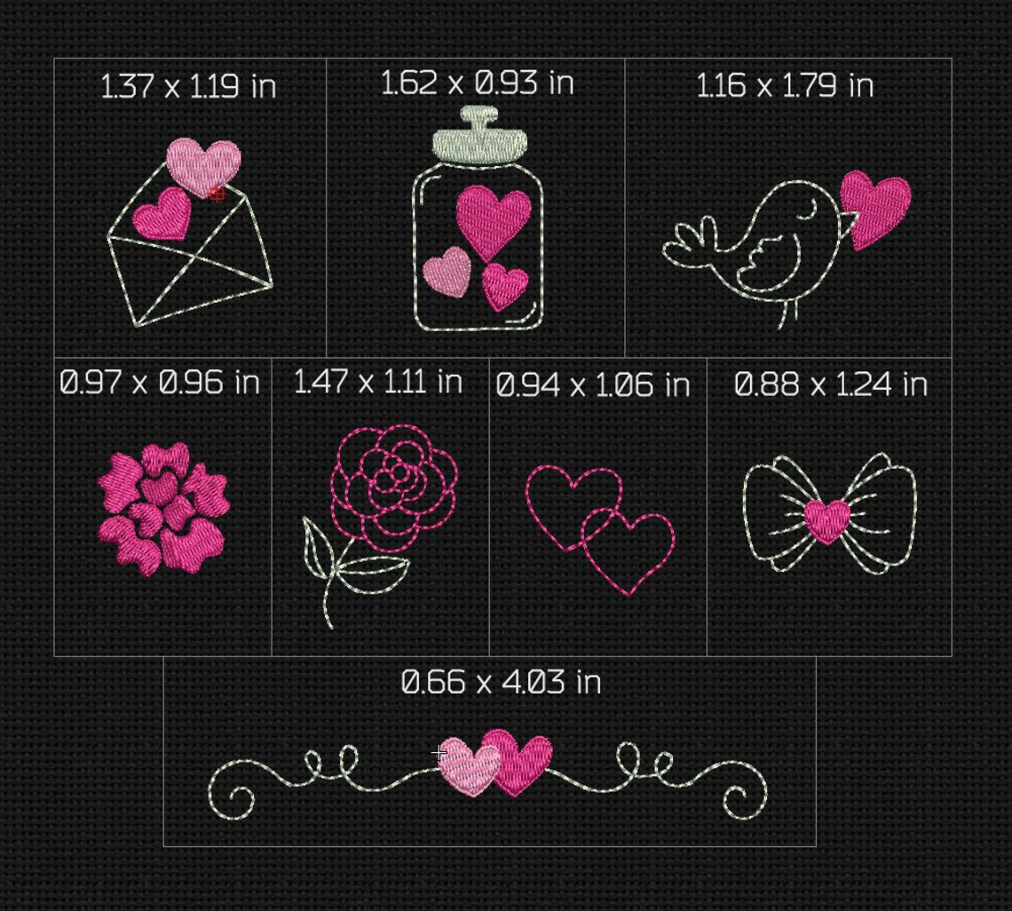 Romantic Embroidery Design Love Set Machine Embroidery Designs - Etsy